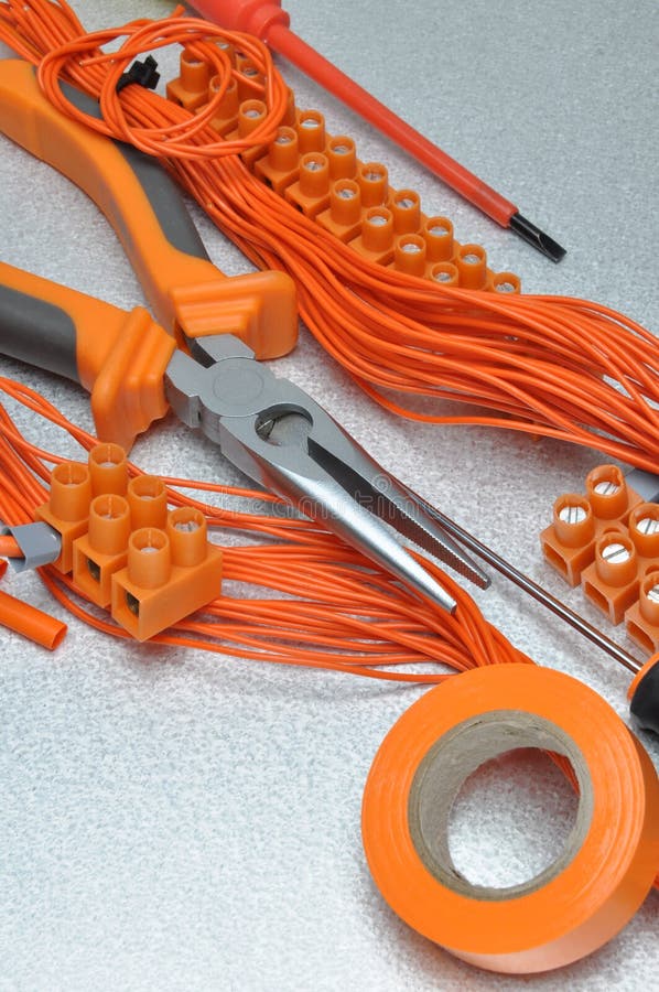 Tools and Electrical Component Kit Stock Photo - Image of element ...