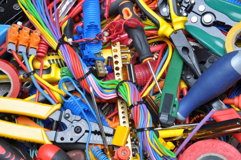 Tools and Electrical Component Kit Used in Electrical Installations ...