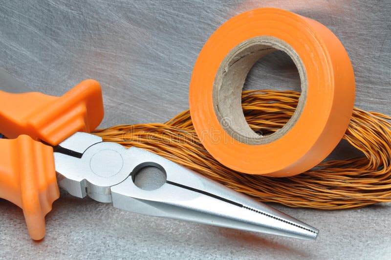 Tools and Electrical Component on Metal Surface Stock Image - Image of ...