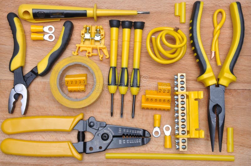 Tools for Electrical Installation Stock Photo - Image of construction ...