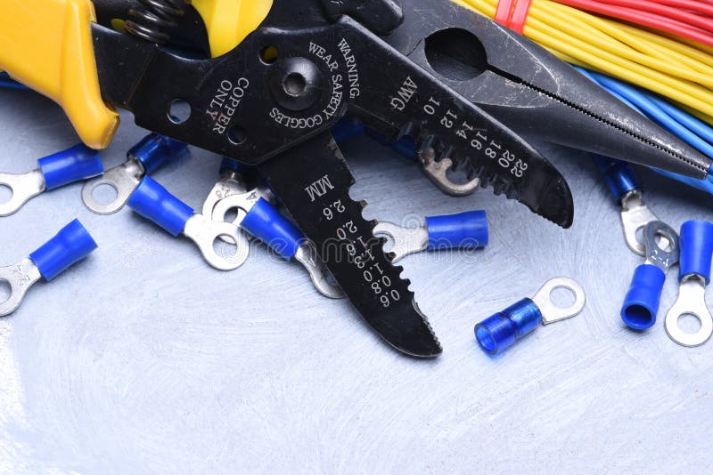 Tools for Electrician and Electrical Cables Stock Image - Image of ...
