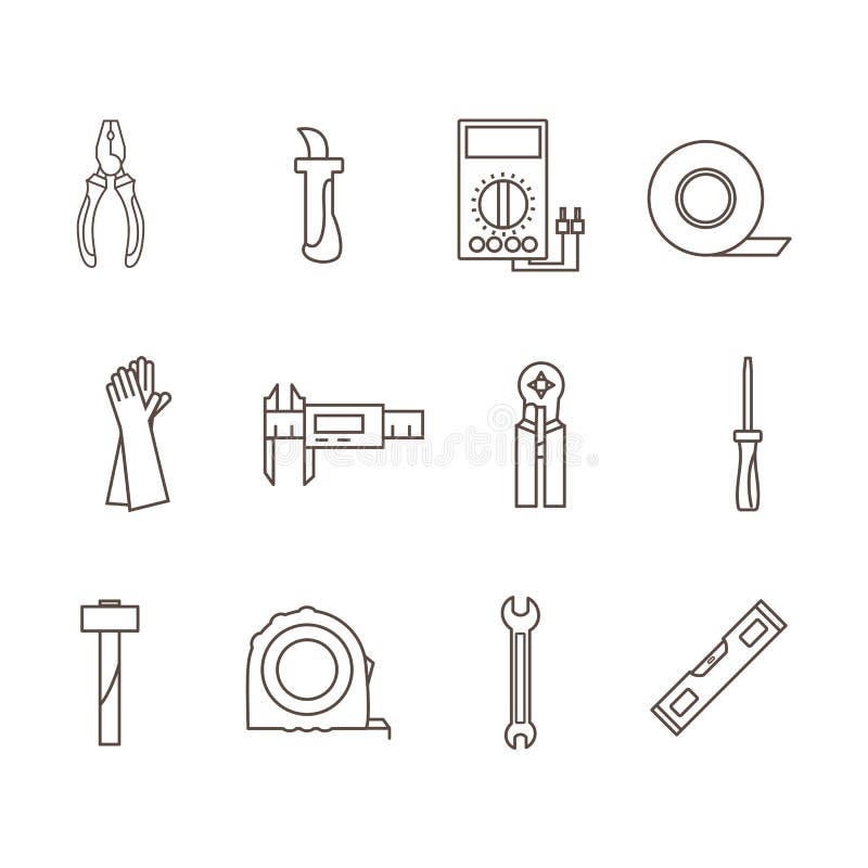 Tools Electrician in the Style of the Outline. Stock Vector ...