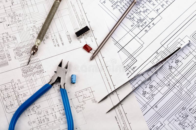 Tools and Electronic Components Stock Image - Image of engineering ...