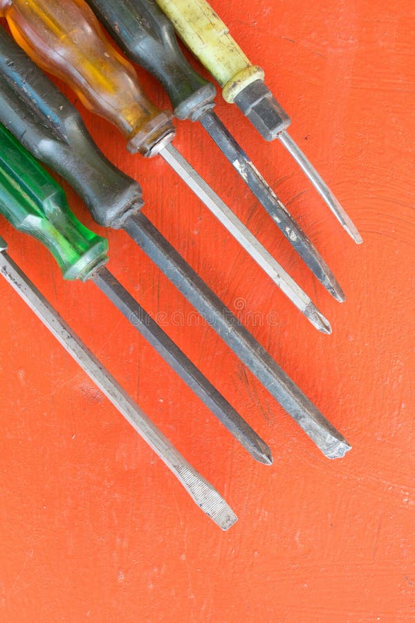 Tools for Engineer on Orange Background Stock Photo - Image of metal ...