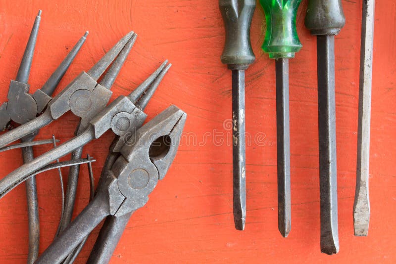 Tools for Engineer on Orange Background Stock Photo - Image of repair ...