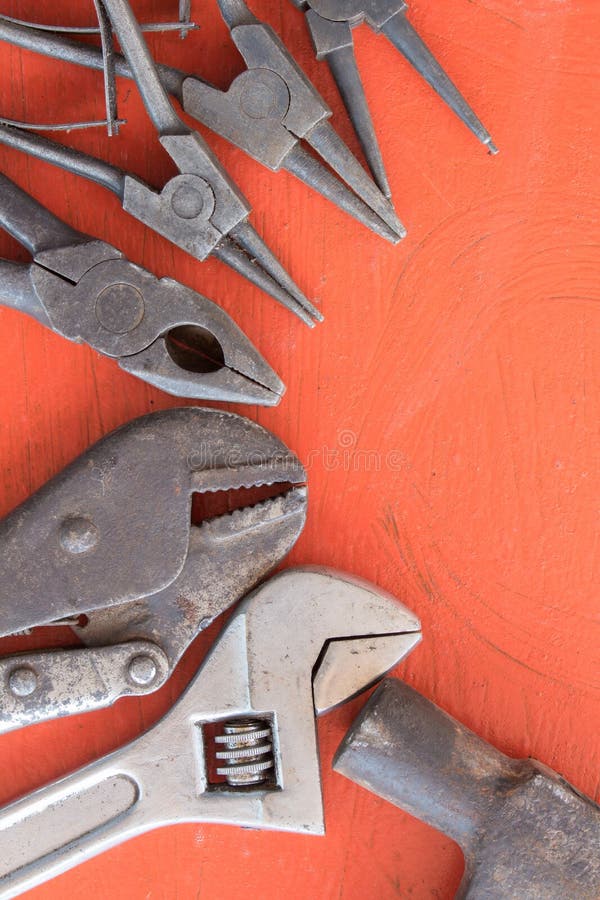 Tools for Engineer on Orange Background Stock Photo - Image of ...