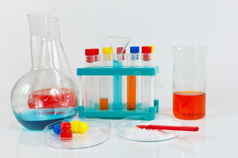 Tools and Equipment for Clinical Experiments on White Background Stock ...