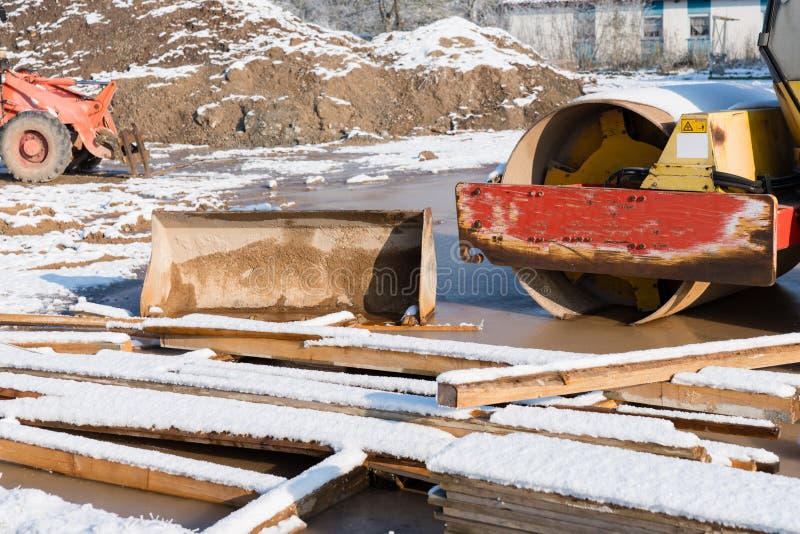 Construction Site in Winter Stock Photo - Image of snow, site: 112874486