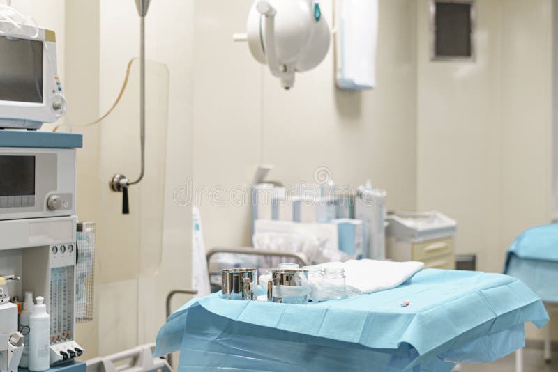 Tools and Equipment on the Operating Table Stock Image - Image of room ...