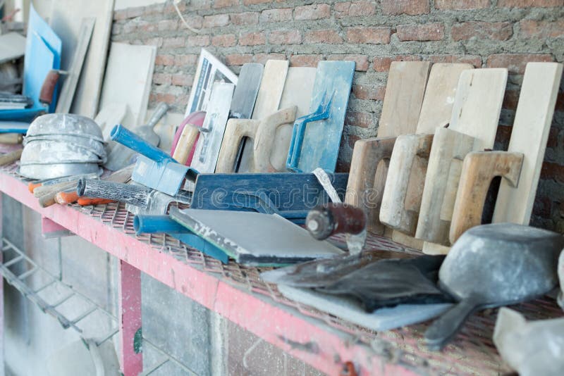 Tools and Equipment for Plastering Stock Image - Image of builder ...