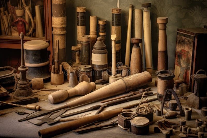 Tools and Equipment Used in Cricket Bat Making Stock Illustration ...