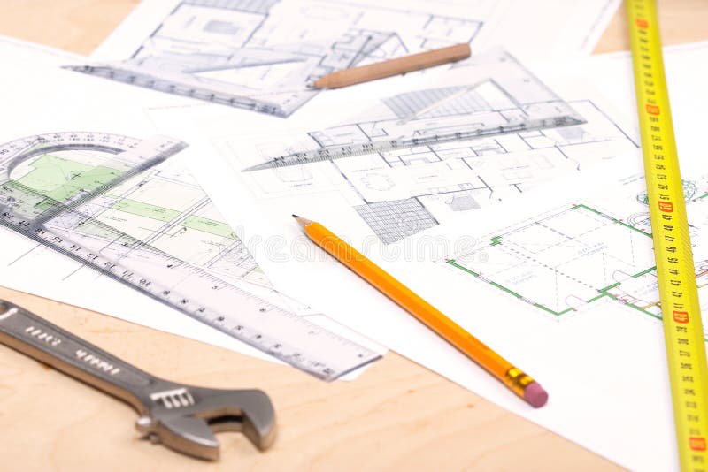 Tools and floor plans stock photo. Image of drawing, ideas - 1753140