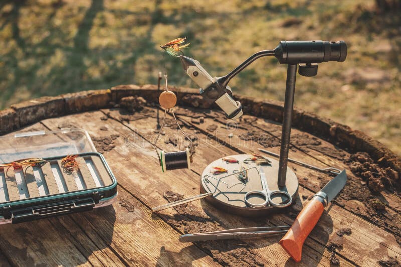 Tools for Fly Tying. Fly Fishing Stock Photo - Image of hobby ...