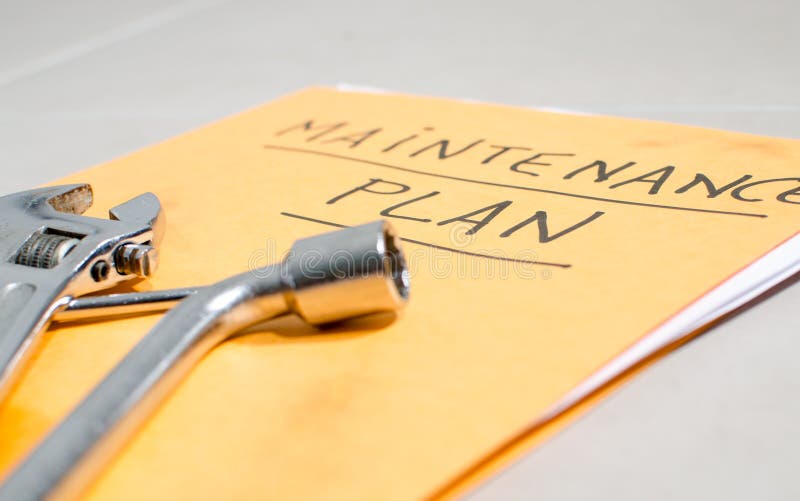 Tools on a Folder of Maintenance Plan Stock Image - Image of plan ...