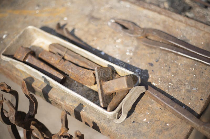 Tools for Forging Iron. Forging Tools Stock Image - Image of workshop ...