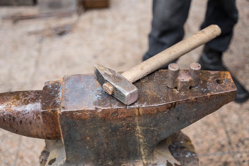 Tools for Forging Iron Next To Fire and Coals Stock Photo - Image of ...