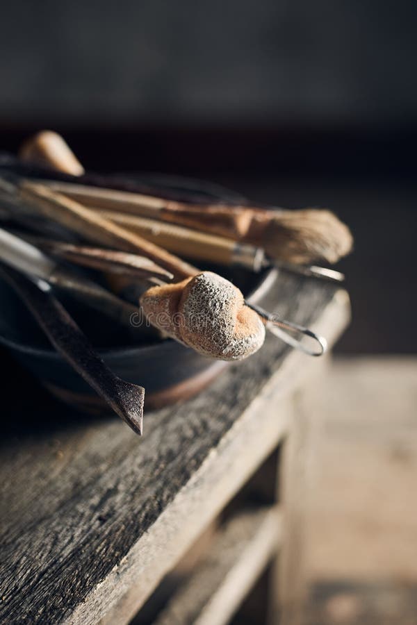 Tools for forming clay. stock image. Image of shallow - 168370879