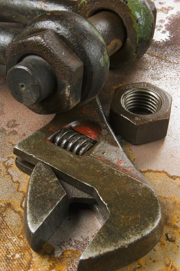 Tools and Gadgets Against Rust Stock Photo - Image of wrench ...