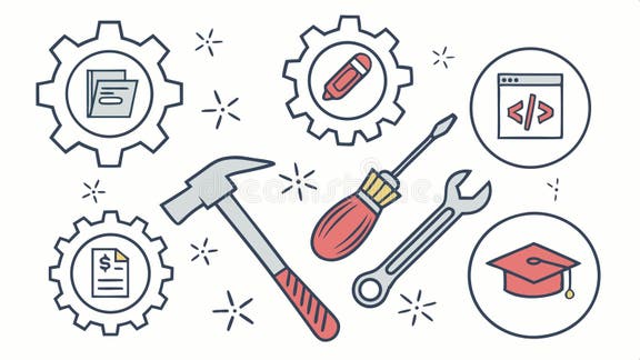 Tools and Gear Icons Vector Set, Engineering Tools, Construction ...