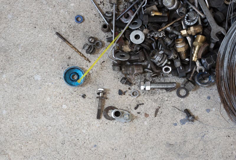 Tools Group with Repair Parts on Concrete Stock Photo - Image of ...