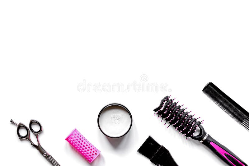 Tools for Hair Styling on White Background Top View Stock Image - Image ...