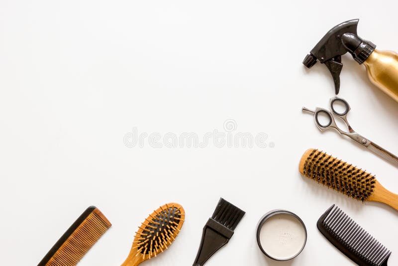 Tools for Hair Styling on White Background Top View Stock Image - Image ...