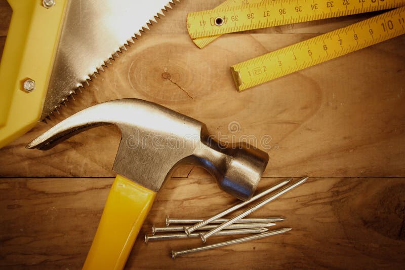 Assorted work tools stock image. Image of nails, hammer - 337727851