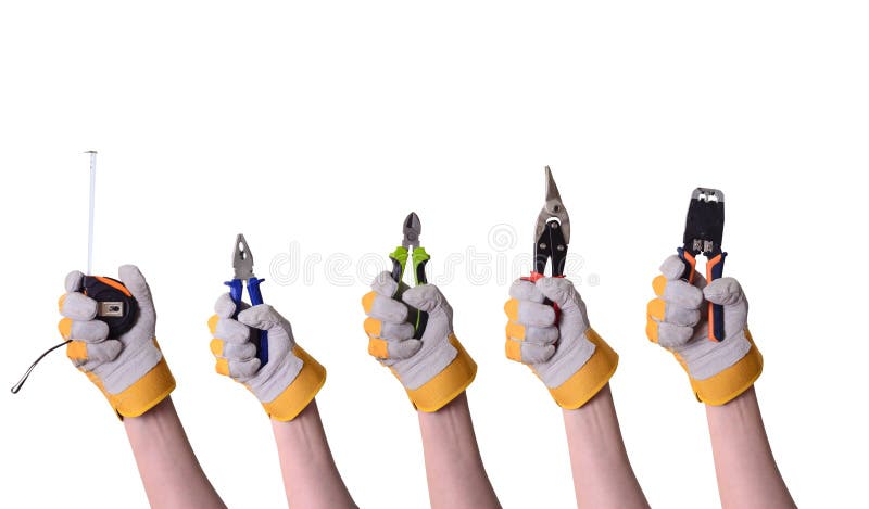 Tools in hand stock image. Image of work, black, home - 52393897