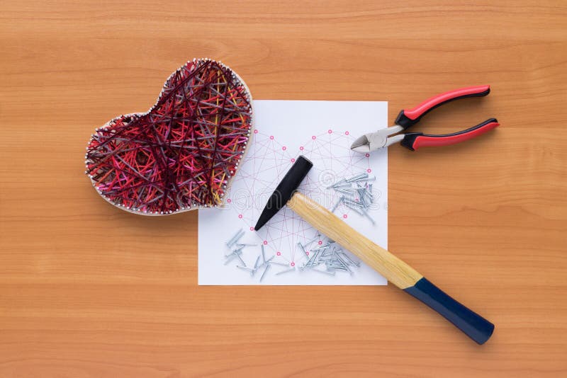 Tools for Handiwork in Stile String Art on Wooden Table Stock Photo ...