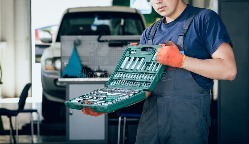 Tools at the Hands. Auto Repair Service Stock Image - Image of ...