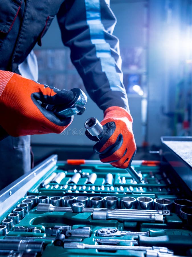 Tools at the Hands. Auto Repair Service Stock Photo - Image of males ...