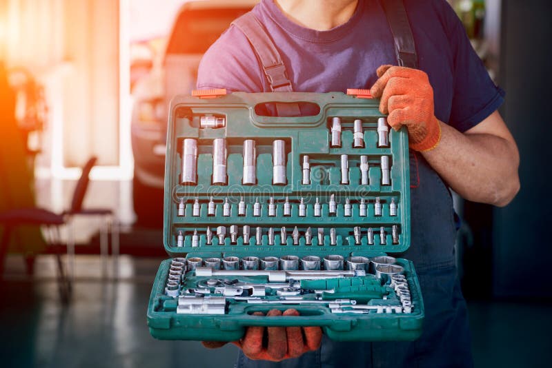 Tools at the Hands. Auto Repair Service. Service Station. Stock Image ...
