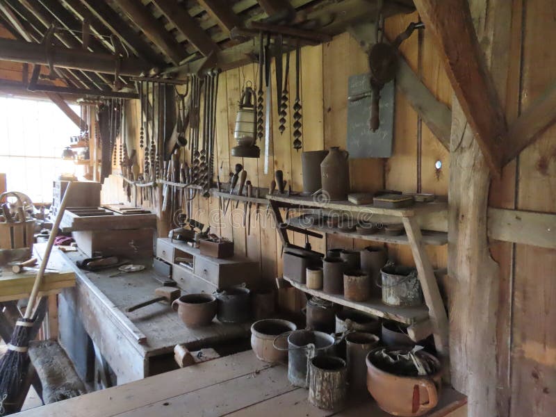 Tools in an Old Workshop stock image. Image of technology - 368211853