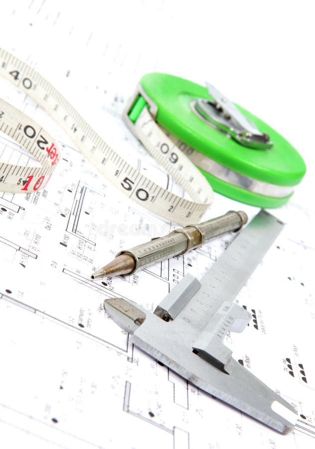 Tools for Home Renovation on Architectural Drawing Stock Image - Image ...