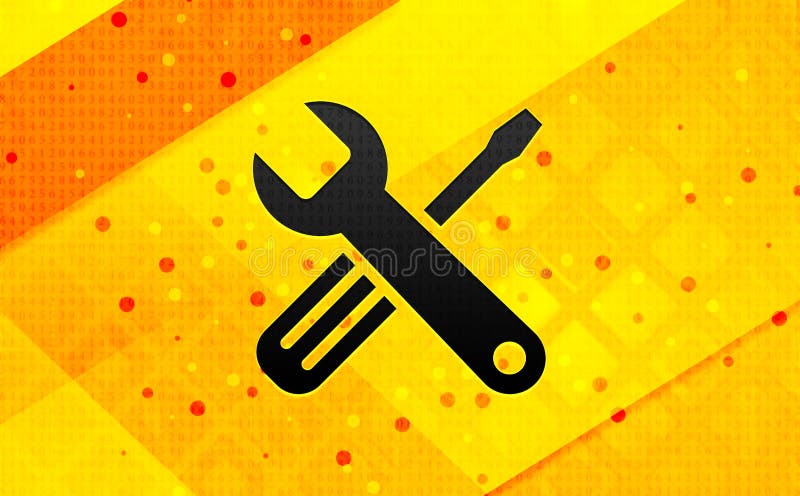Tools Icon Abstract Digital Banner Yellow Background Stock Illustration ...