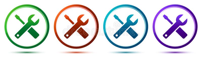 Tools Icon Artistic Frame Round Button Set Illustration Stock Vector ...