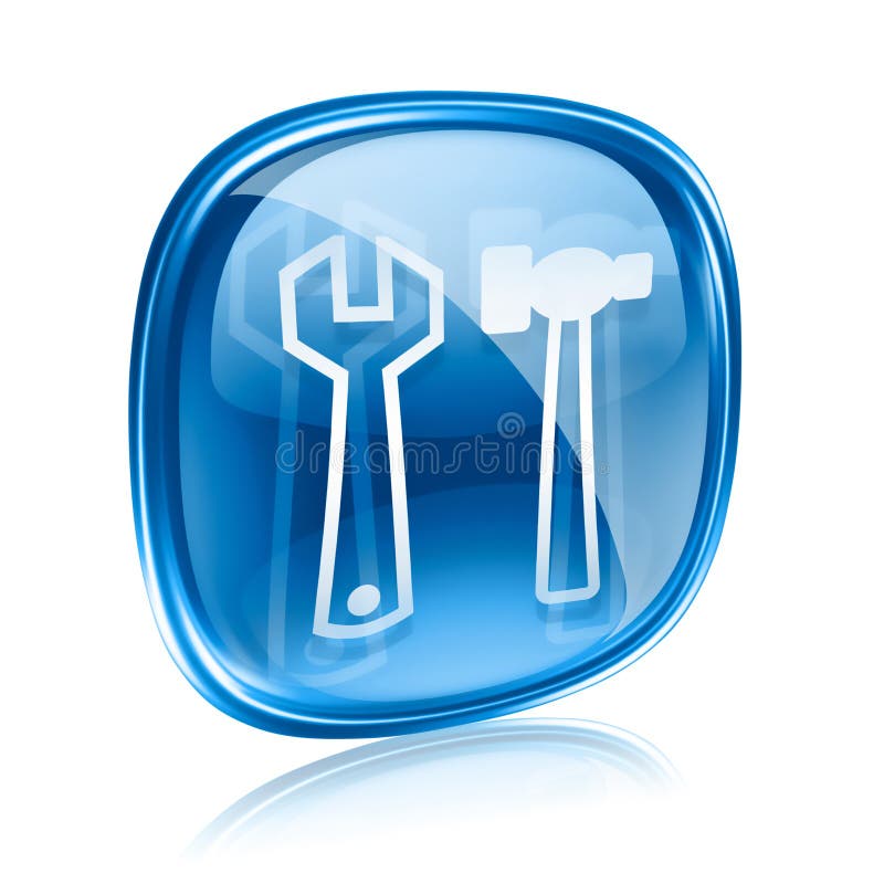 Tools Icon Blue Glass, Isolated Stock Illustration - Illustration of ...