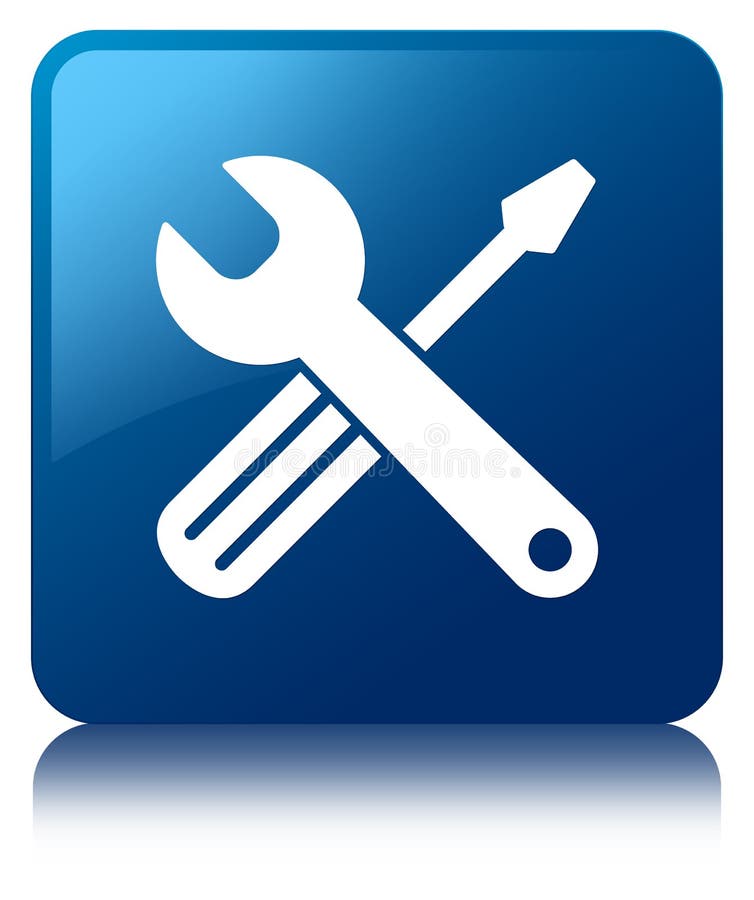 Tools Icon Blue Square Button Stock Illustration - Illustration of blue ...