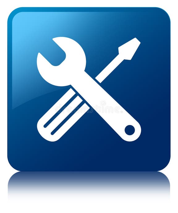 Tools Icon Blue Square Button Stock Illustration - Illustration of blue ...