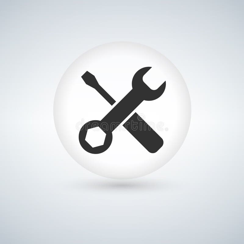 Tools Icon in Circle Button, Illustration with Shadow Stock ...