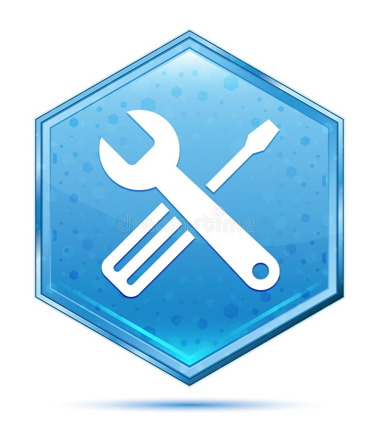 Tools Icon Magical Glassy Sunburst Blue Button Sky Blue Background ...