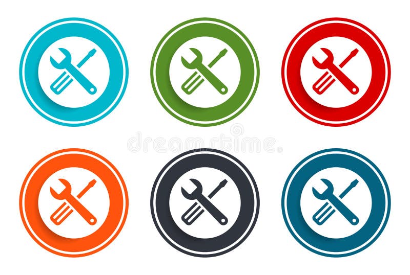 Tools Icon Flat Vector Illustration Design Round Buttons Collection 6 ...