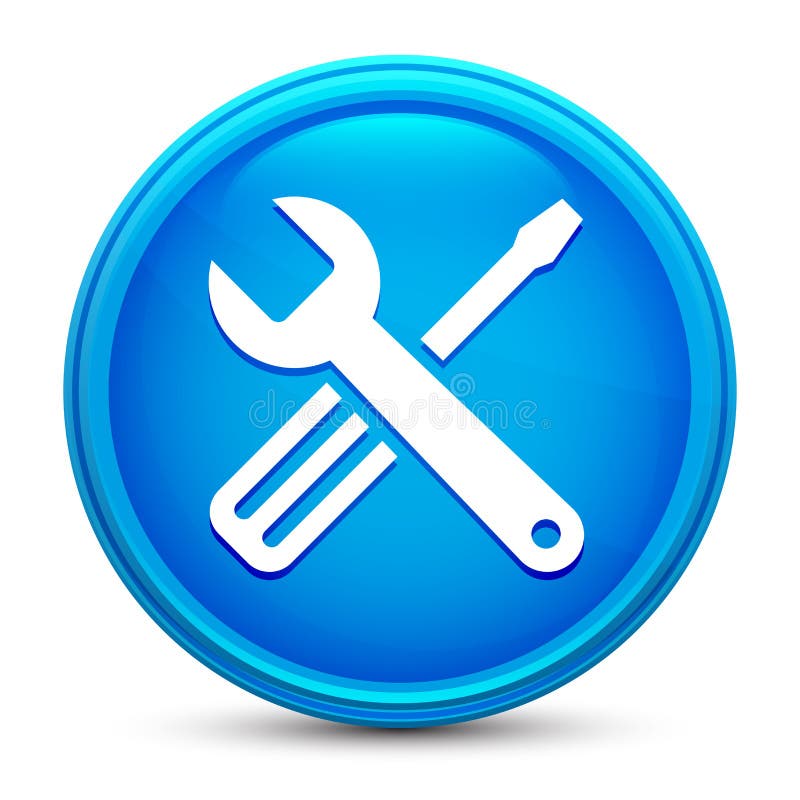 Tools Icon Glass Shiny Blue Round Button Isolated Design Vector ...
