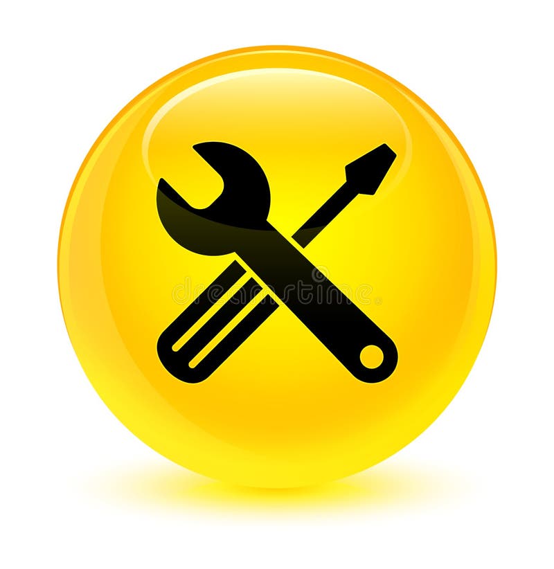 Tools Icon Glassy Yellow Round Button Stock Illustration - Illustration ...
