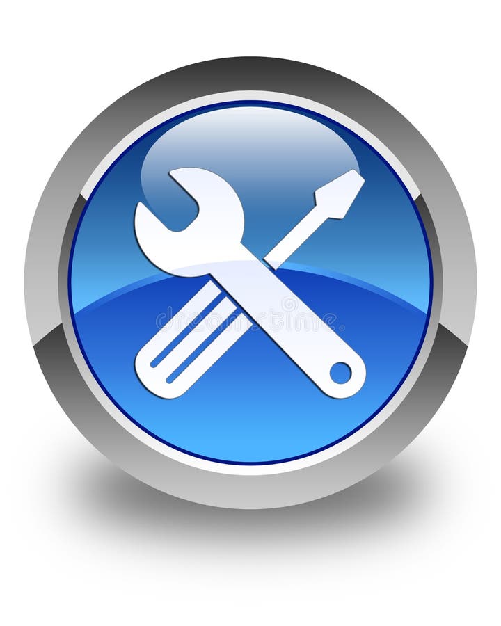 Tools Icon Glossy Blue Round Button Stock Illustration - Illustration ...