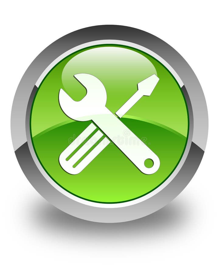 Tools Icon Glossy Green Round Button Stock Illustration - Illustration ...