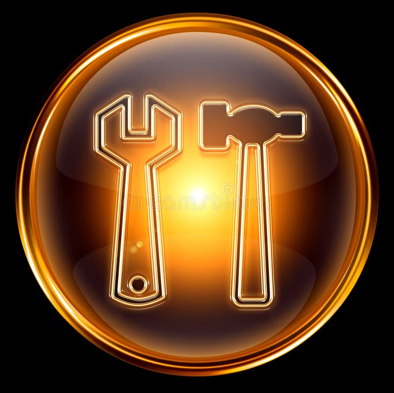 Tools icon gold stock illustration. Illustration of concept - 12273661