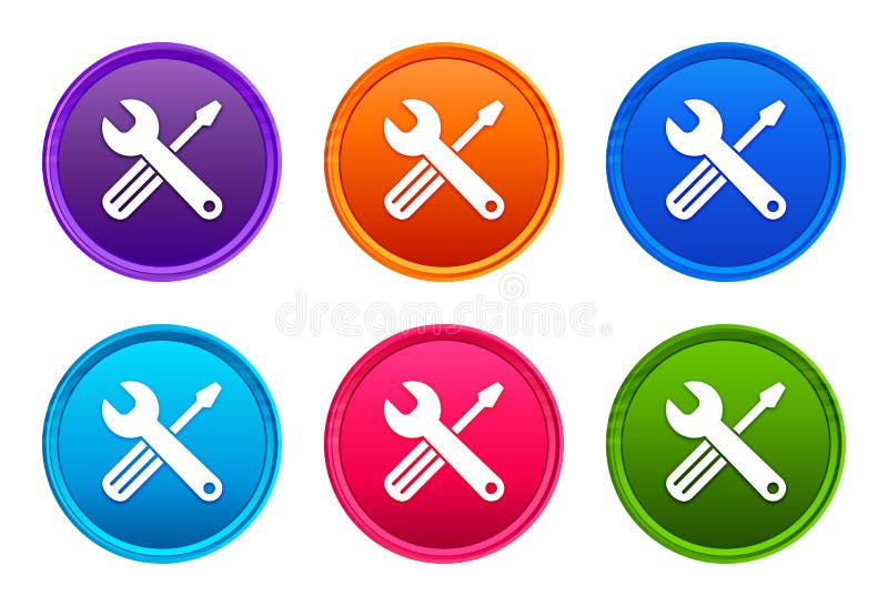 Tools Icon Luxury Bright Round Button Set 6 Color Vector Stock Vector ...