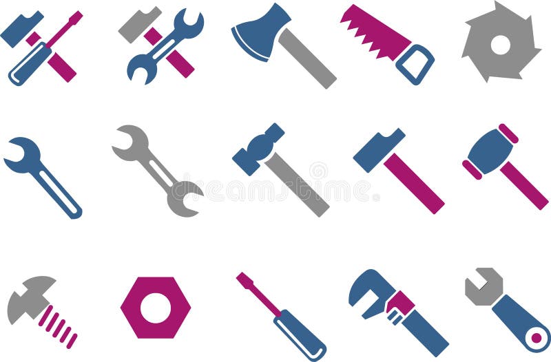 Tools icon set stock vector. Illustration of driver, hammer - 9853724