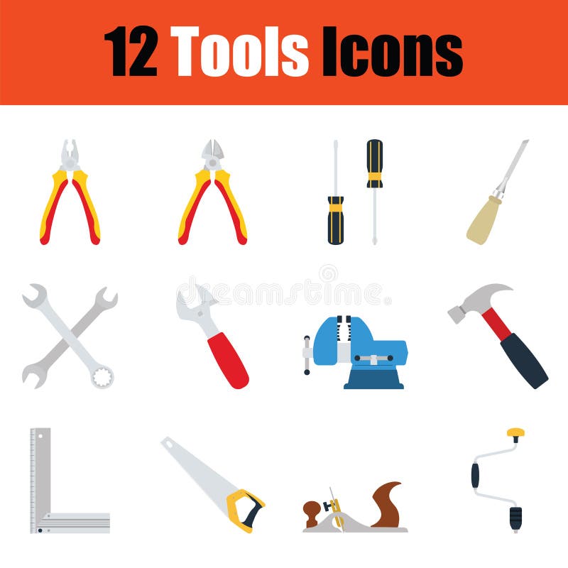 Tools icon set stock vector. Illustration of icon, drill - 123293316